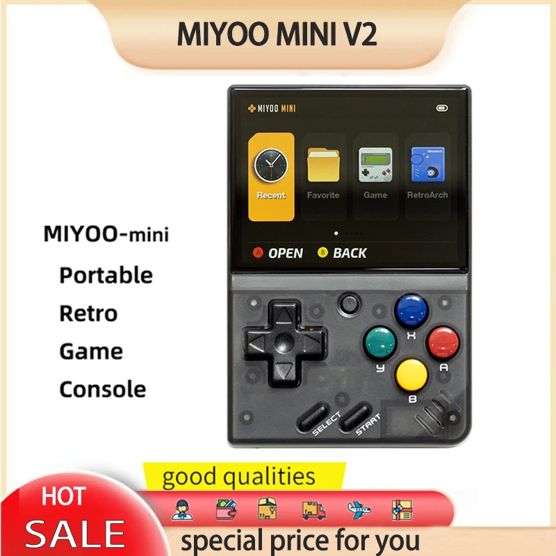 2.8 Polegada miyoo mini v2 retro portátil handheld console de jogos ips ...