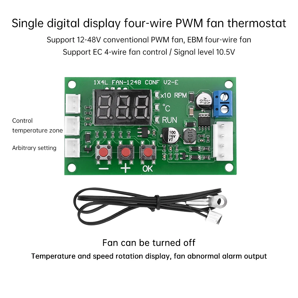 DC12-48V 4-wire PWM fan temperature-controlled speed controller ...