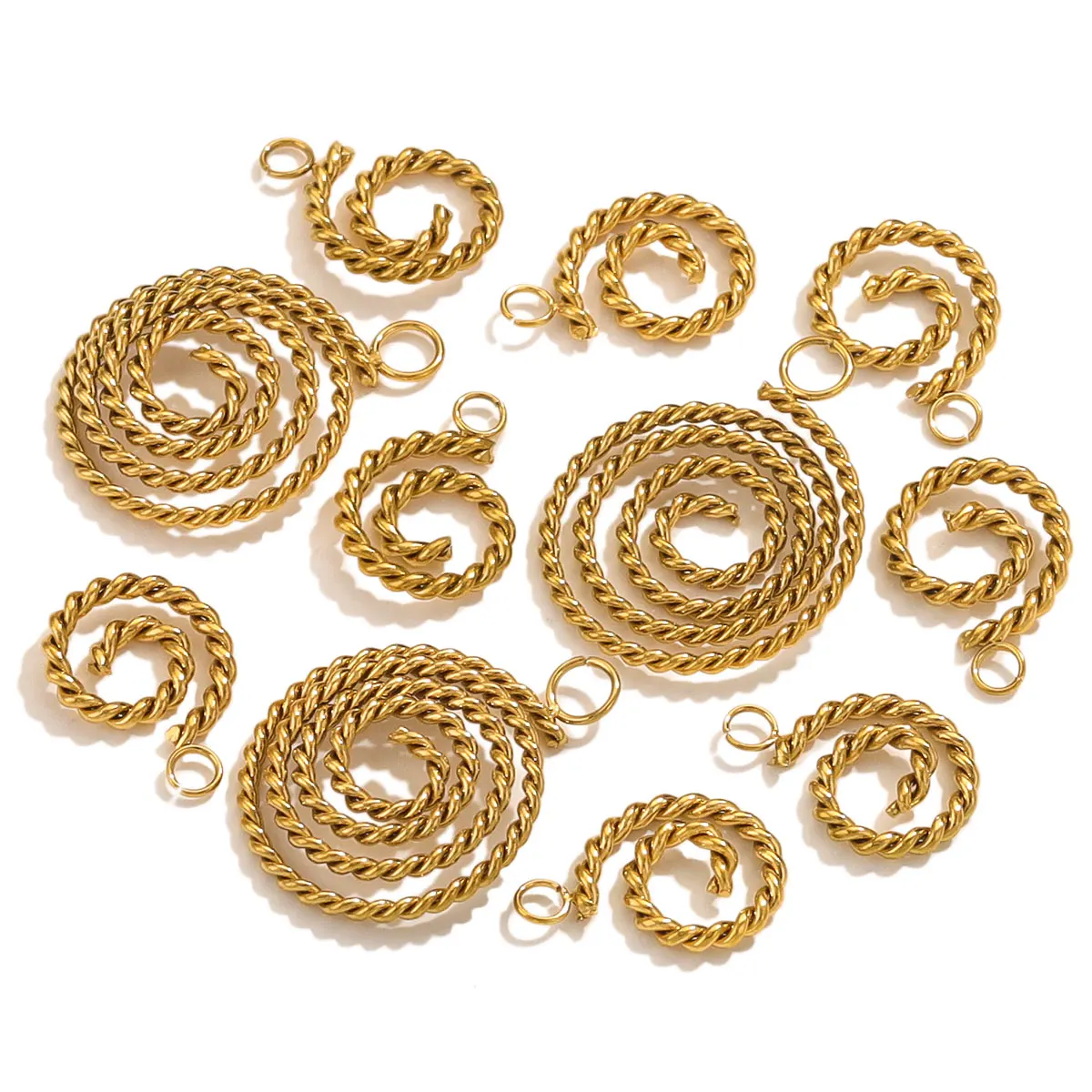 5pcs Fashion Stainless Steel Casting Gold Screw Thread Charms ...