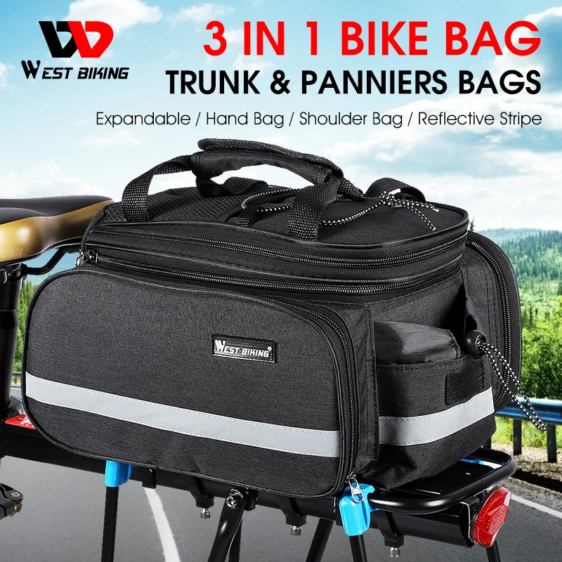 WEST BIKING 3 In 1 Bicycle Trunk Bag Mountain Bike Bag Cycling Double ...