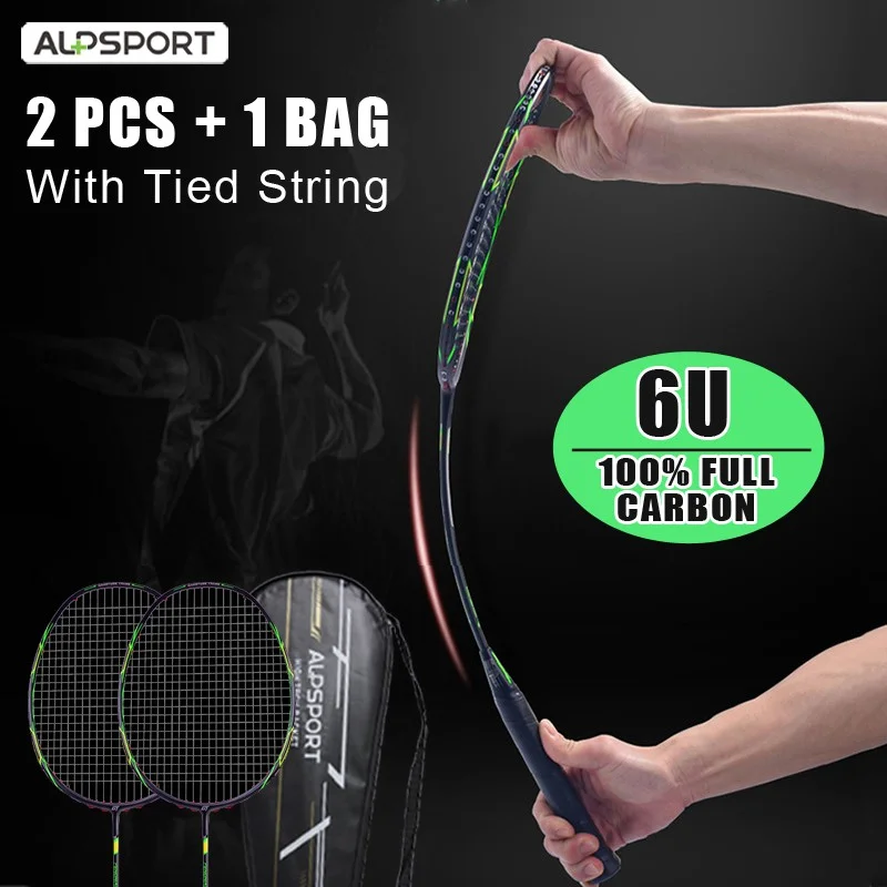 Badminton Racket 2pcs Carbon | Badminton Racket String | 100 Carbon ...