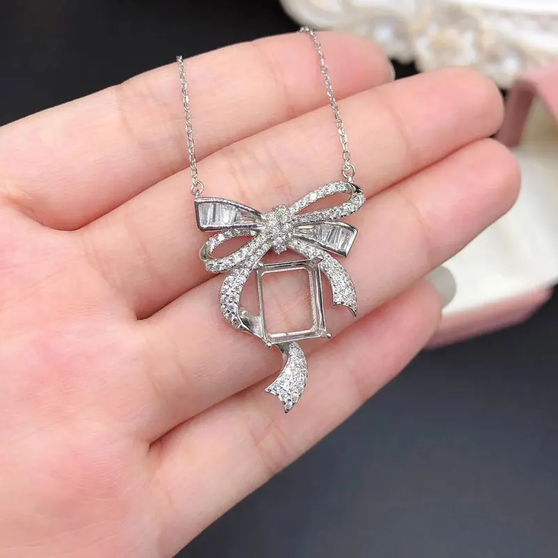 9mm-11mm-Rectangle-Shape-Gemstone-Pendant-Setting-Pure-Silver-Faceted ...