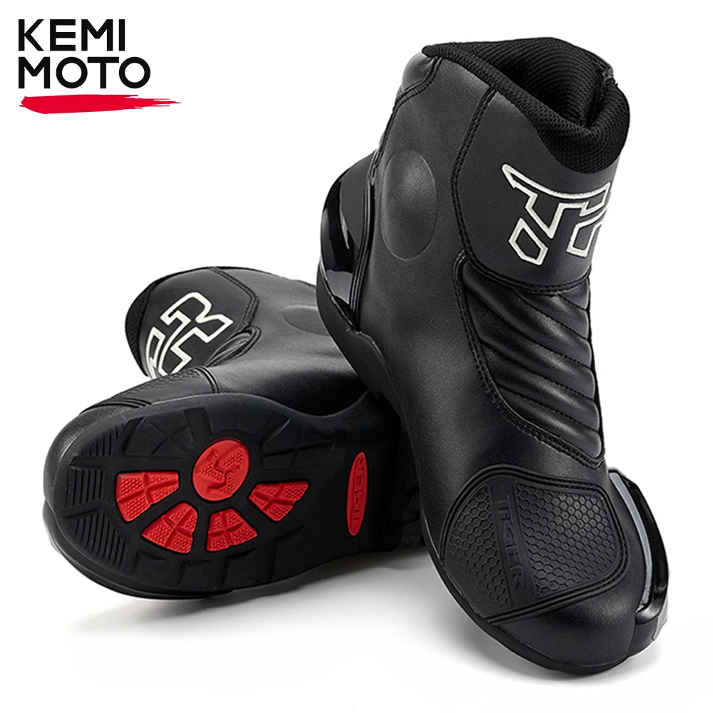 Motorcycle Boots Men Ankle Riding Touring Breathable Leather Safety ...