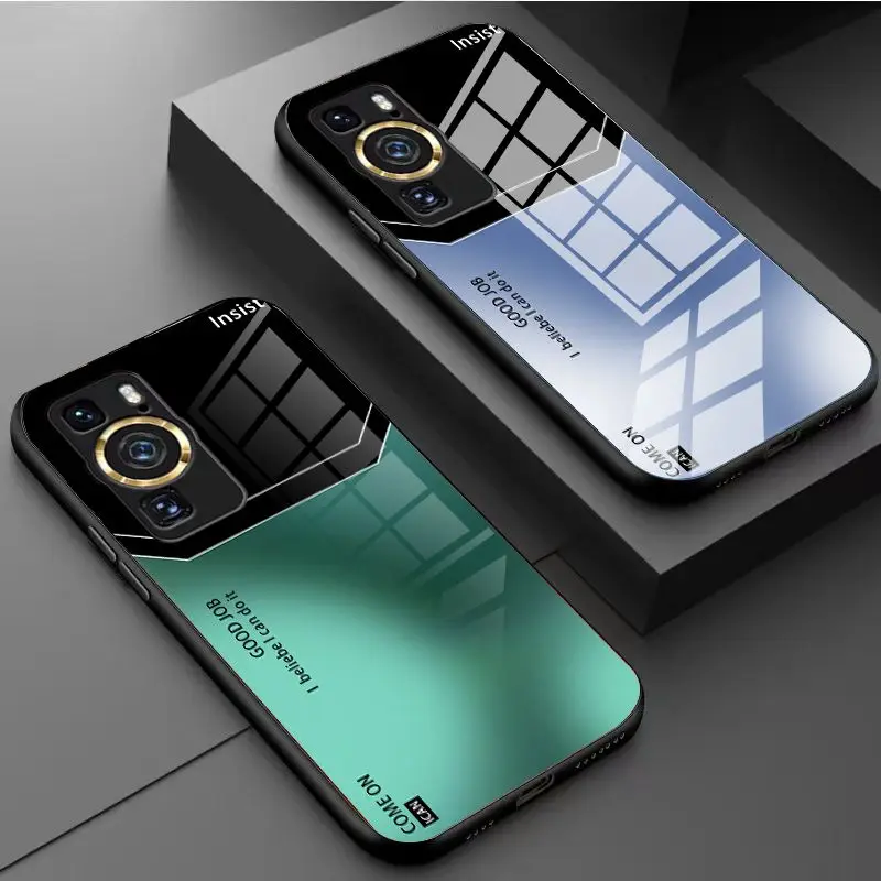 For Huawei P60 P50 P40 P30 P20 Pro Case Fashion Hard Tempered Glass ...