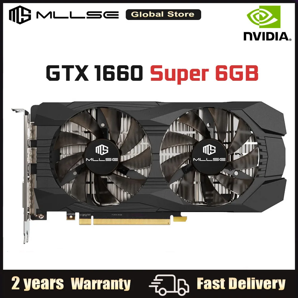 Mllse gtx 1660 super 6gb placa gráfica gtx 1660 super jogo gpu gddr6 192bit dp * 1 hdmi * 1 DVI ...