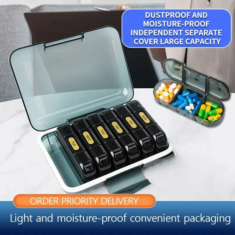 Food-Grade-Pill-Box-Mini-Portable-Pill-Box-Travel-a-Week-Morning-Lunch ...