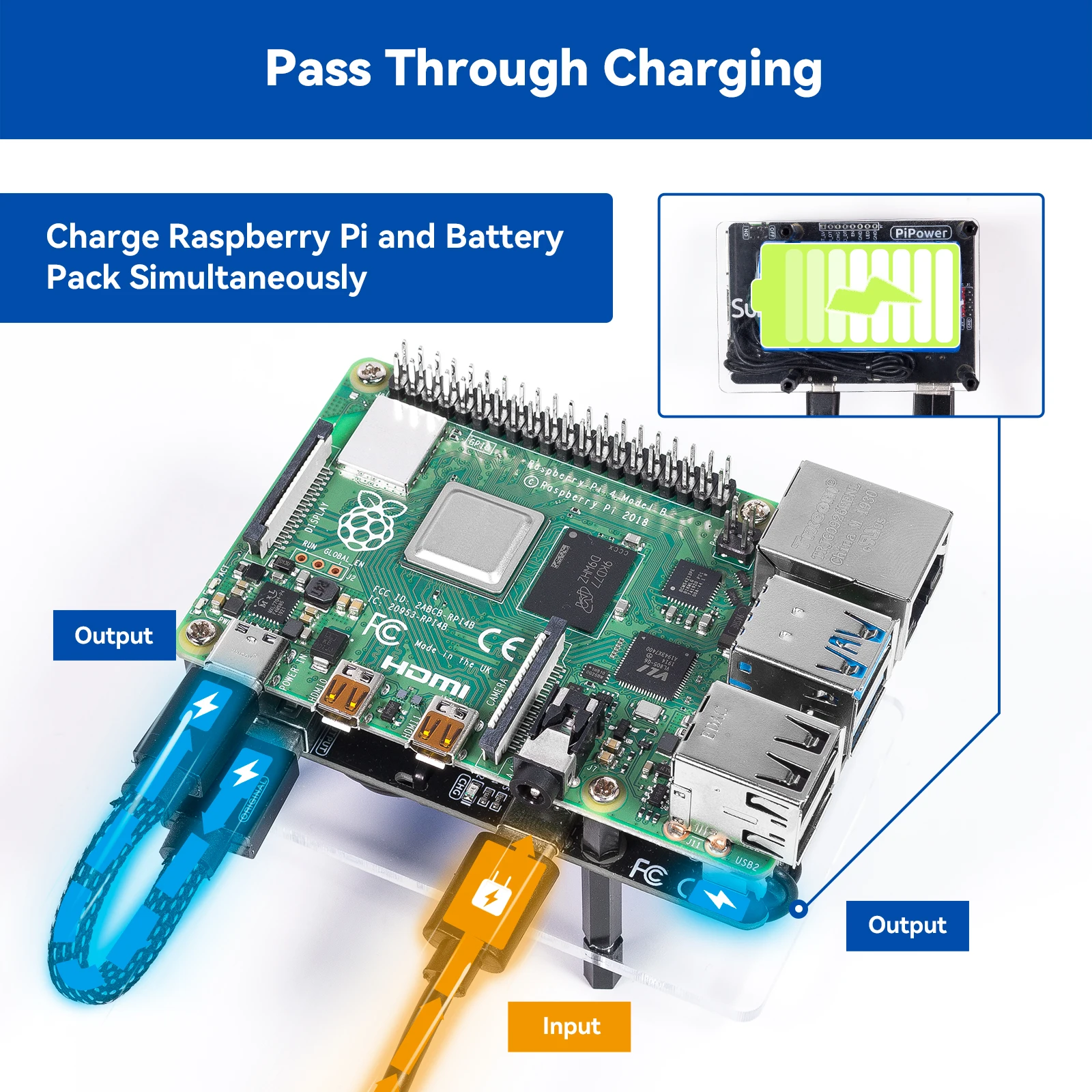 Sunfounder Pipower Ups Fonte De Alimentação Com Bateria 5v 3a Power ...