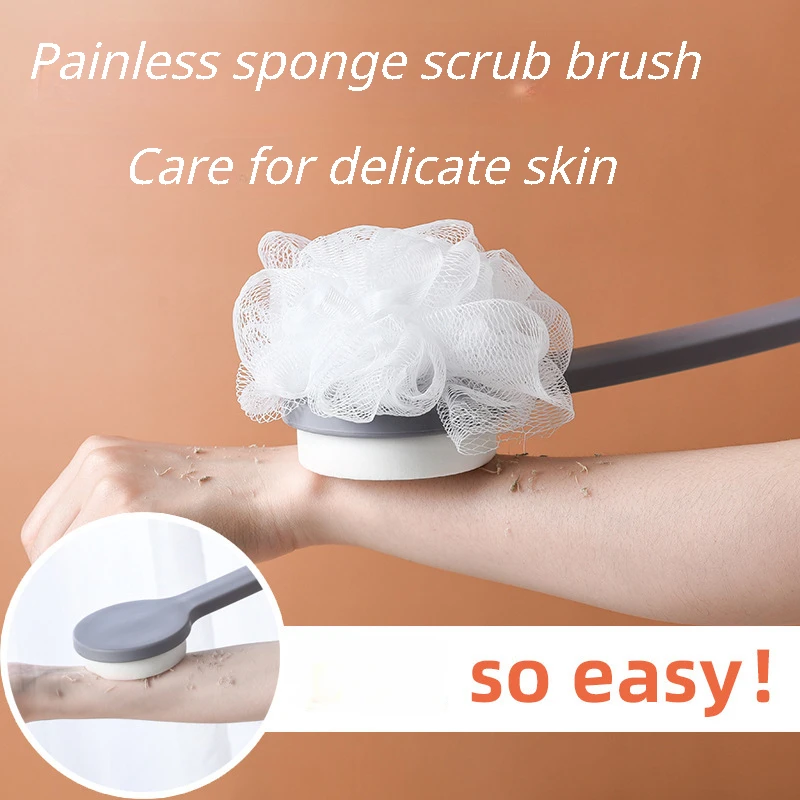 Soft-Hair-Shower-Brush-Long-Handle-Rubbing-The-Back-of-The-Body-Sponge ...