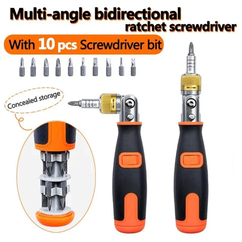 10-in-1-Multi-angle-Bidirectional-Ratchet-Screwdriver-Adjustable-Angle ...