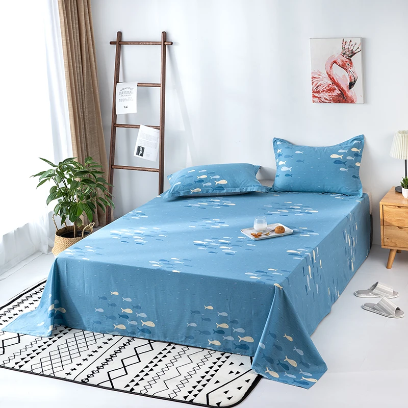 Fish-Ocean-Sea-Cartoon-Flat-Sheet-Set-for-Kids-Girls-Boys-100-Cotton ...
