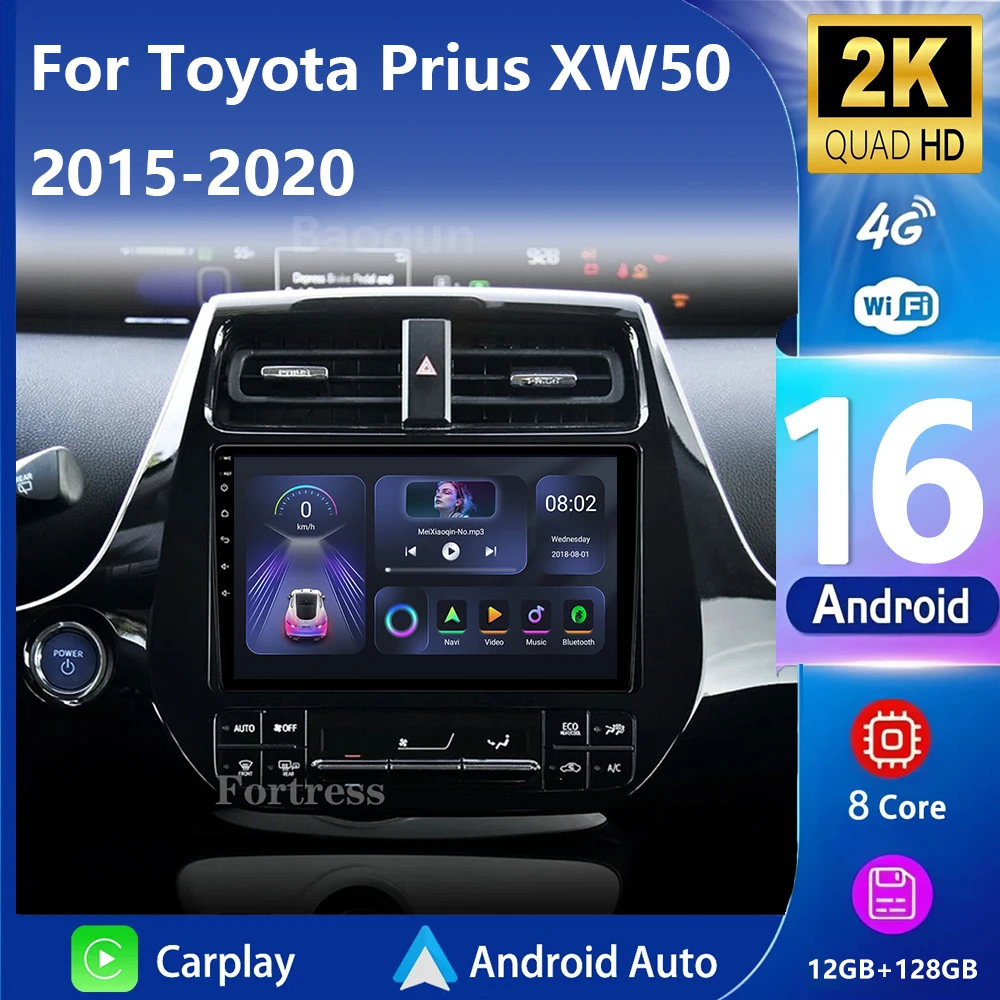Android 16 Carplay Auto For Toyota Prius XW50 2015 2016 2017 2018 2019 ...