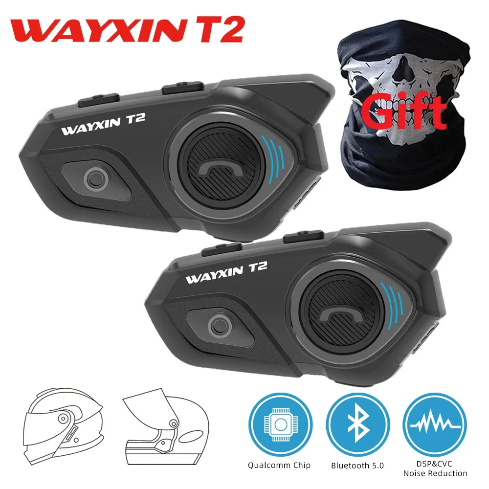 WAYXIN-T2-Motorcycle-Helmet-Bluetooth-Intercom-Headphone-Moto ...