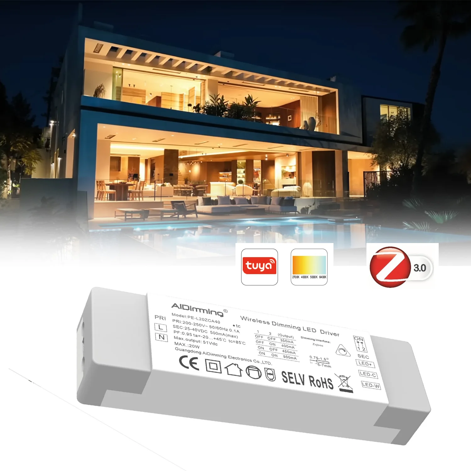 10W 16W 20W Zigbee LED Transformer Memory Function CCT Constant ...