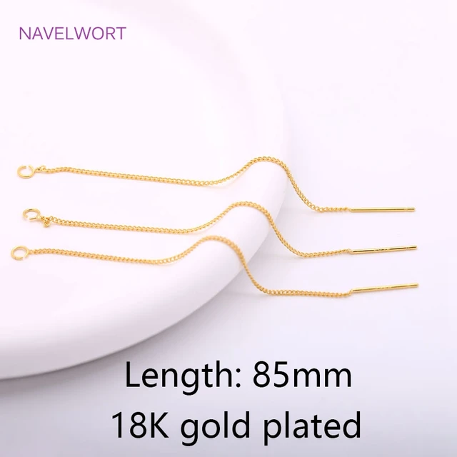 18K Gold Plating Brass Thin Chain Ear Thread with Open Jump Ring,85mm ...