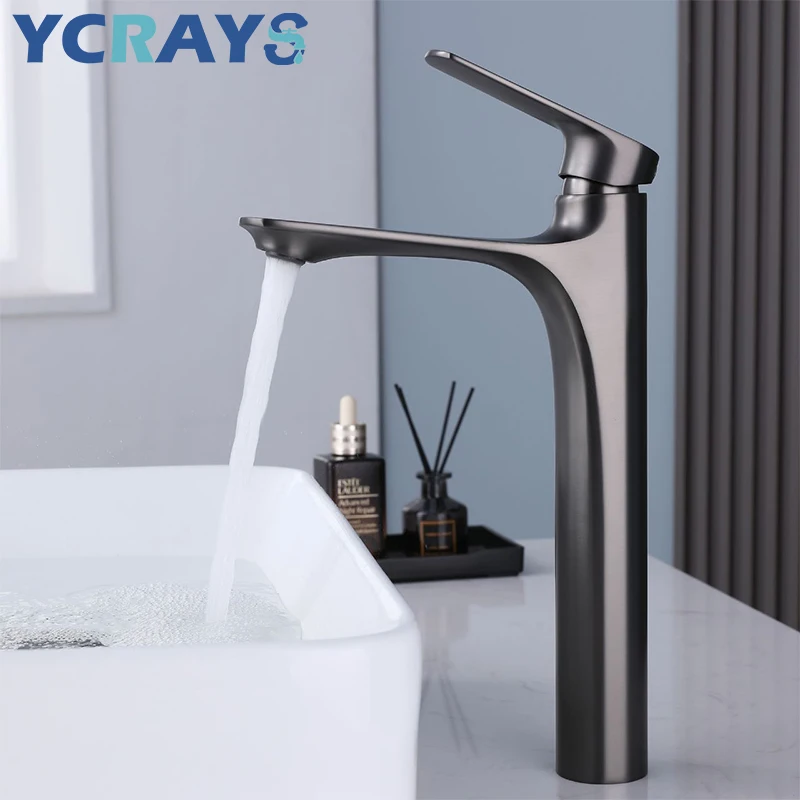 YCRAYS-Brass-Water-Plating-Gray-Bathroom-Sink-Faucet-Single-Handle ...