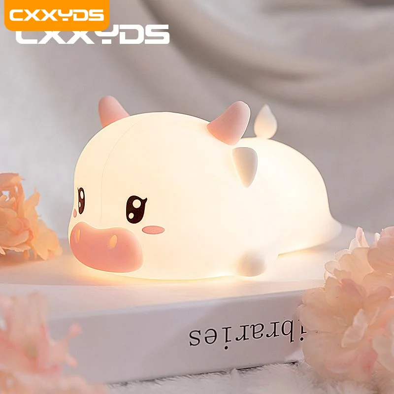 Cow-Nightlights-Led-Night-Light-Cow-Rechargeable-Lamp-USB-Cartoon ...