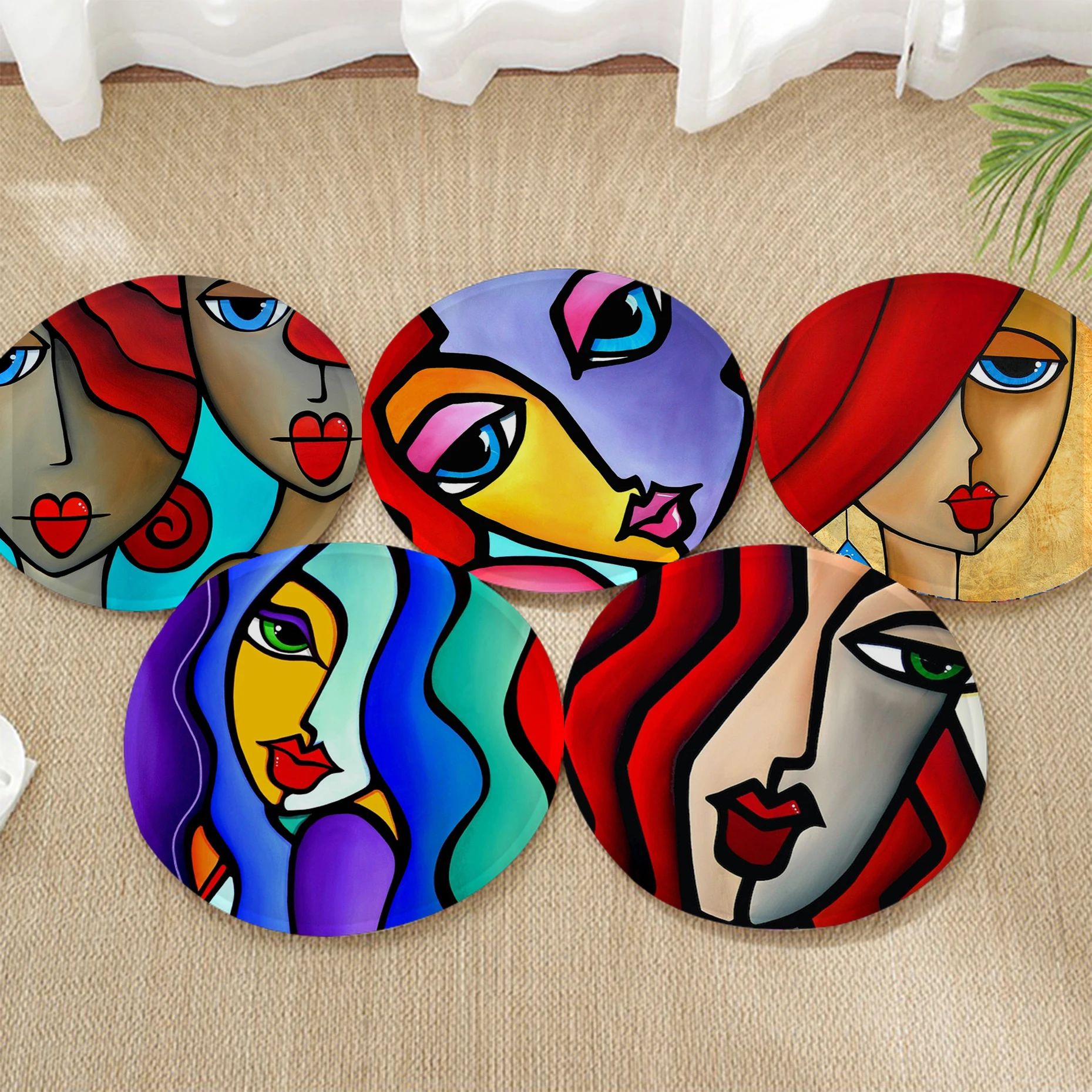 Exaggerated-woman-oil-painting-European-Stool-Pad-Home-Kitchen-Office ...