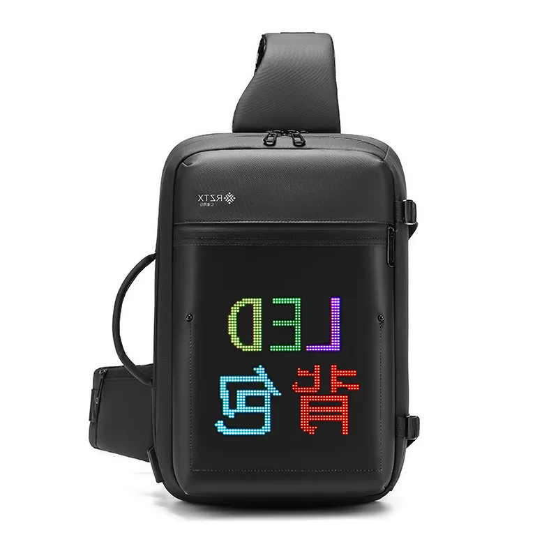 LED Display Chest Bag for USB charging Men's travel Shoulder bag DIY ...