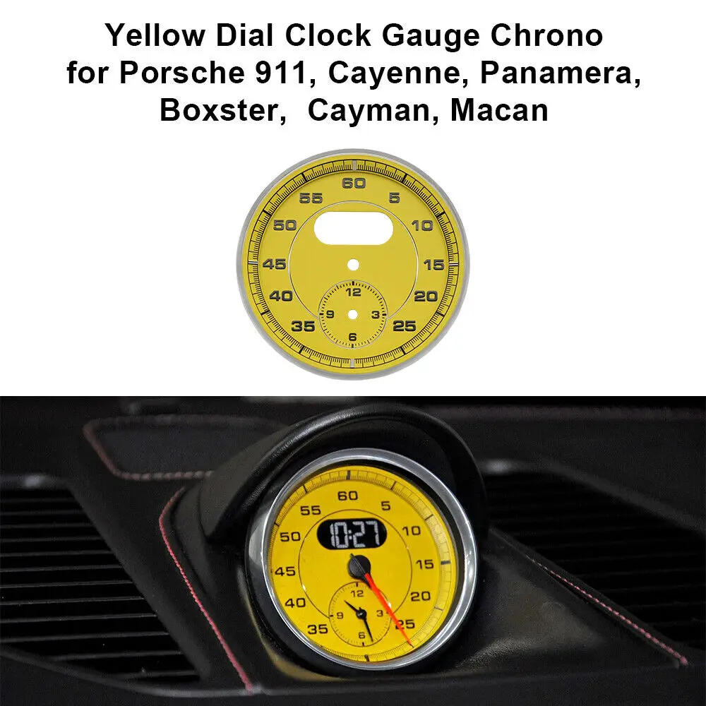 Yellow-Dial-Clock-Gauge-Chrono-for-Porsche-911-Cayenne-Panamera-Boxster ...