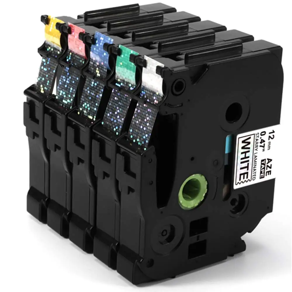 TZe-231L1-12mm-Laminated-Colorful-Glitter-Starry-Sparkling-Laser-Label ...