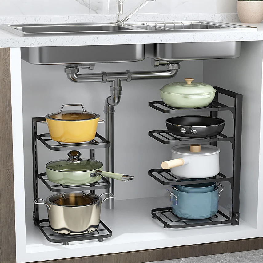 Floor-To-Ceiling Kitchen Rack Multi-Layer Pot Storage Rack Under The ...