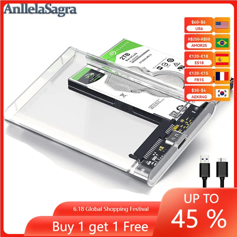 Harddisk Boxs USB 3.0 to SATA III Hard Disk Case 2.5 Inch HDD SSD Shell External Enclosure Hard ...