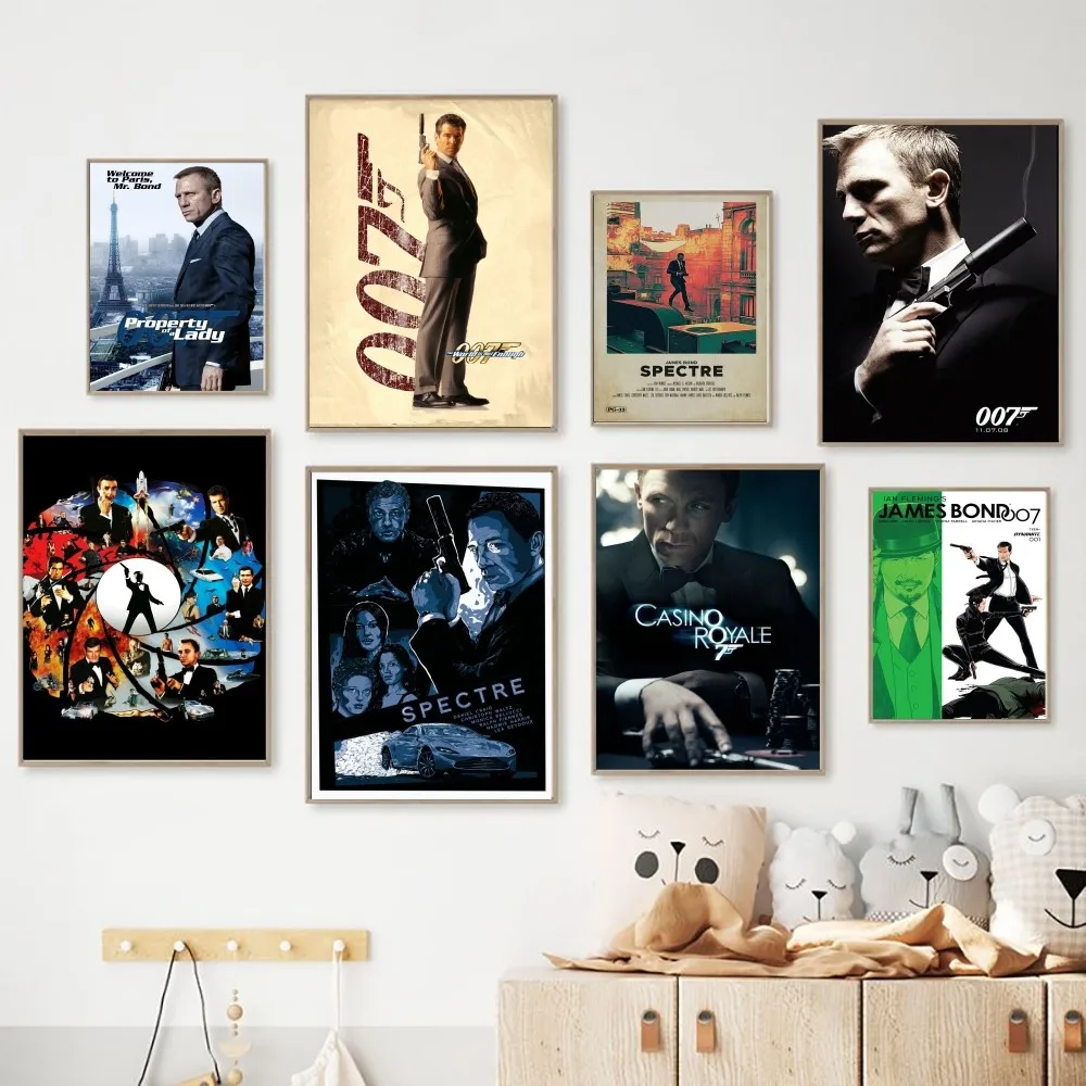 007 Classic Movie Poster Kraft Paper Vintage Poster Wall Art Painting ...