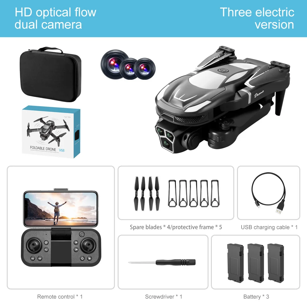 [알리제품] V68 드론 전문 RC 비행기 미니 fpv 카메라 장착, dji en oferta 소설 jjrc dron 장거리 ...