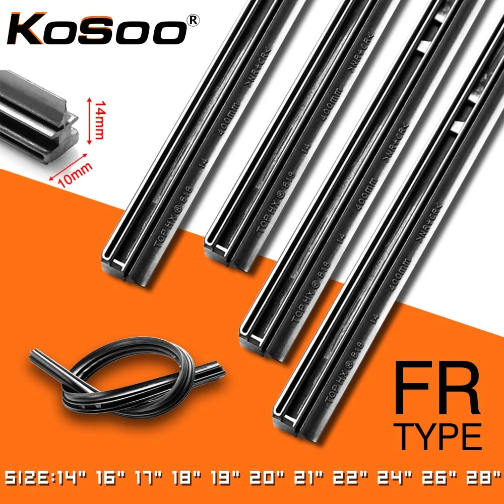Kosoo 1pcs Car Wiper Blade Insert Natural Rubber Strip 10mm 14"16"17"18 ...
