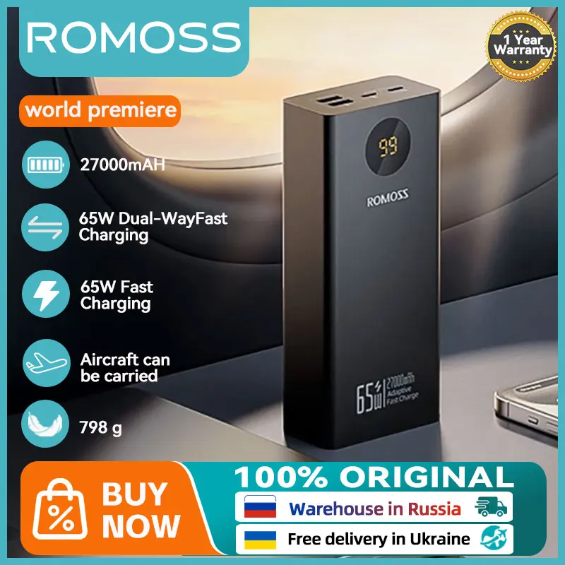 ROMOSS-PEA27S-PRO-Powerful-Power-Bank-65W-PD30W-Fast-Charging-27000mAh ...