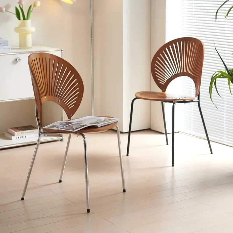 Retro-Light-Luxury-Ergonomic-Comfortable-Shell-Chair-Solid-Wood-Scallop ...