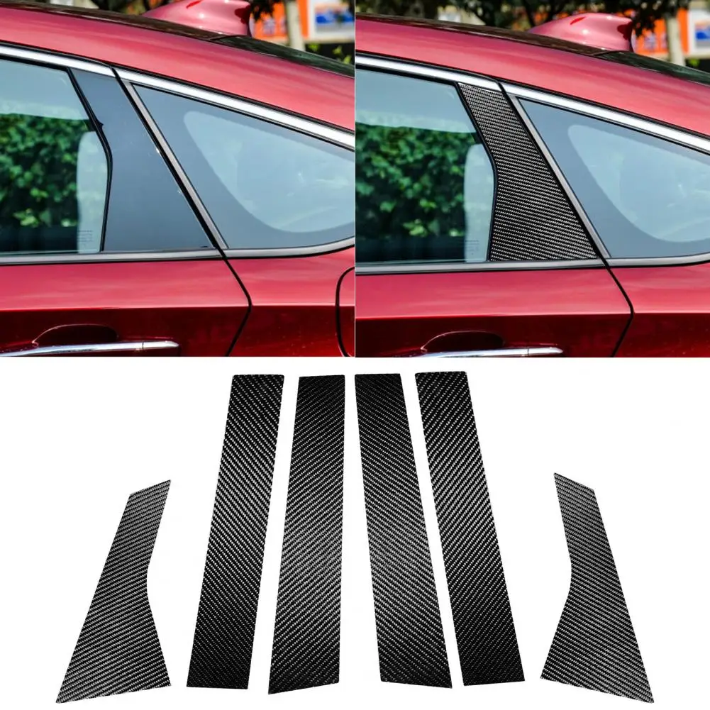6Pcs-B-Pillar-Cover-Car-Decoration-Self-adhesive-Carbon-Fiber-Car ...