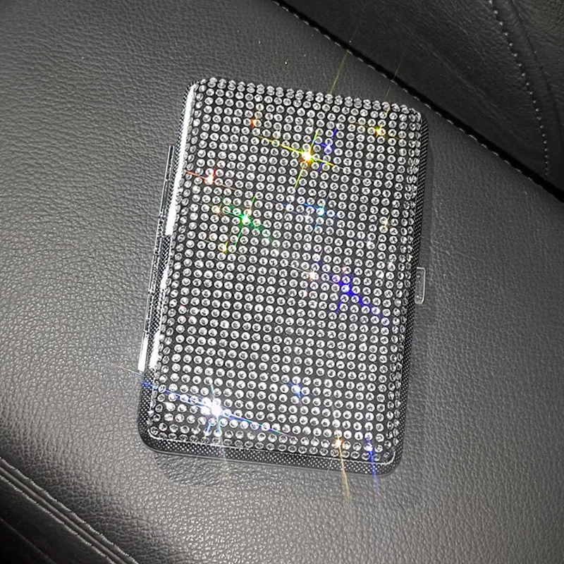 Shiny Women Portable Rhinestone Diamond Cigarette Case for 14 ...