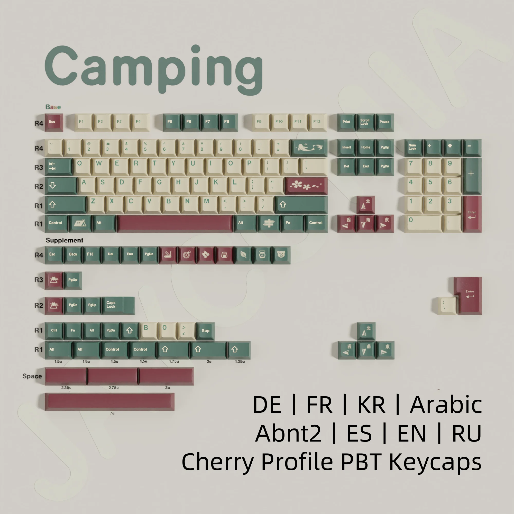 GMK-Keycaps-Camping-Cherry-Profile-PBT-Material-ISO-Alice-Layout-7u ...