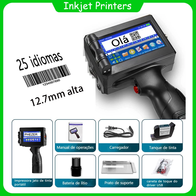 Phezer Handheld Thermische Inkjet Drucker Charge Barcode QR Code Anzahl ...