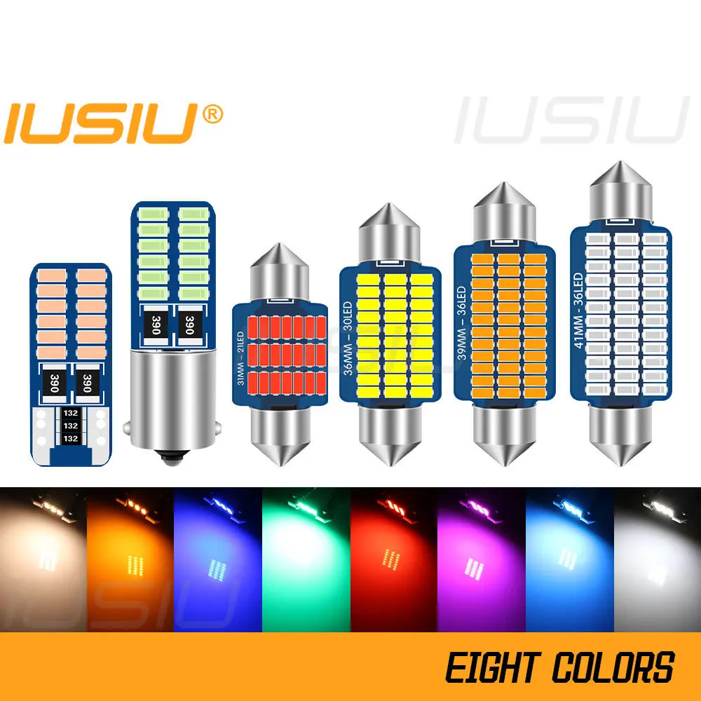 IUSIU bombilla Interior de coche, luz Led T10, C5W, C10W, Festoon, BA9S, W5W, T4W, cúpula de ...