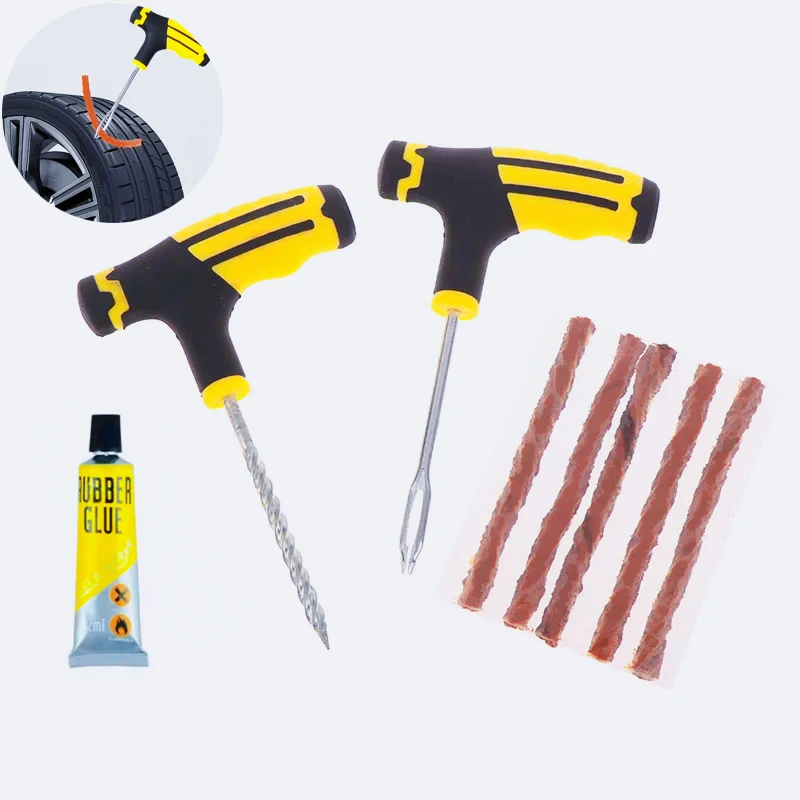 Professional Tire Puncture Repair Kit - 4.13" T-Handle Tool + 12ml ...