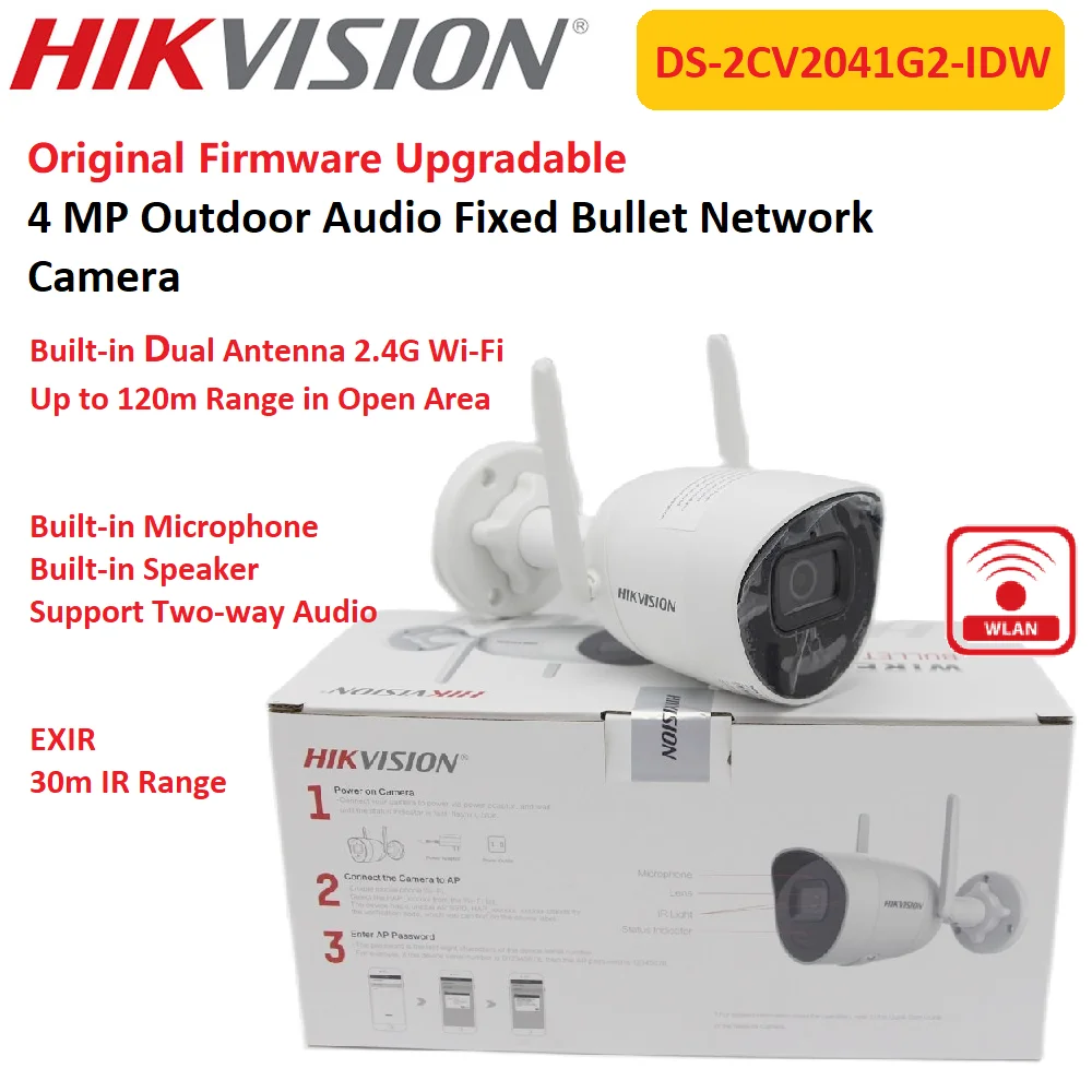 Hikvision Wifi IP Camera DS-2CV2041G2-IDW 4MP 2.4G Outdoor Fixed Bullet ...