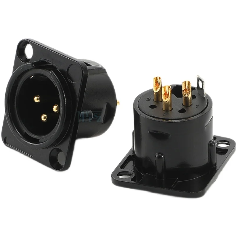 1PCS 3 Pin XLR Male Female Jack with Gold Plated Pin Chassis Panel ...