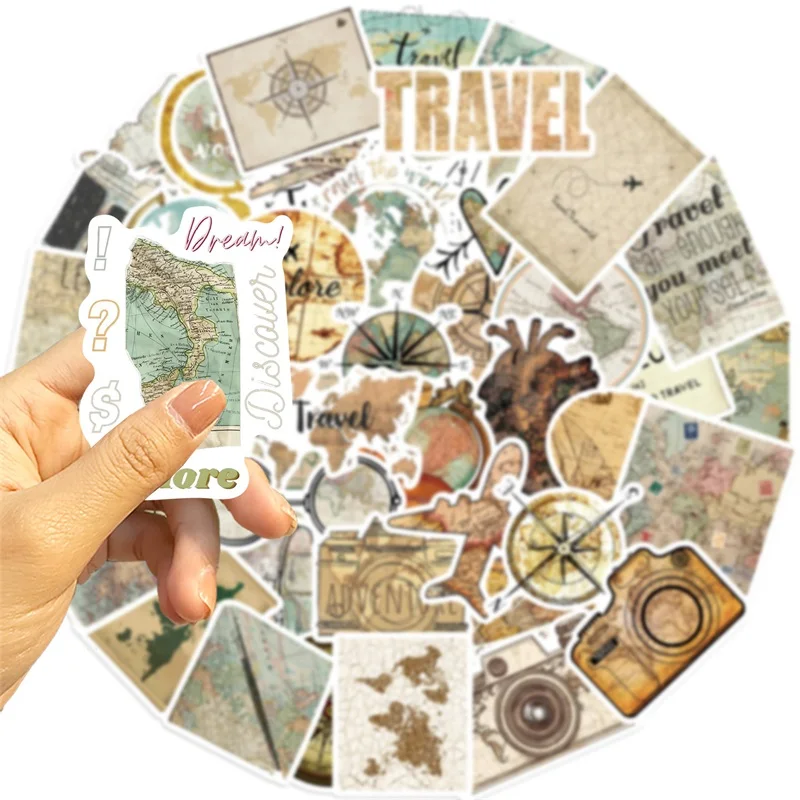 Vintage Map PVC Stickers – DIY Craft Ideas