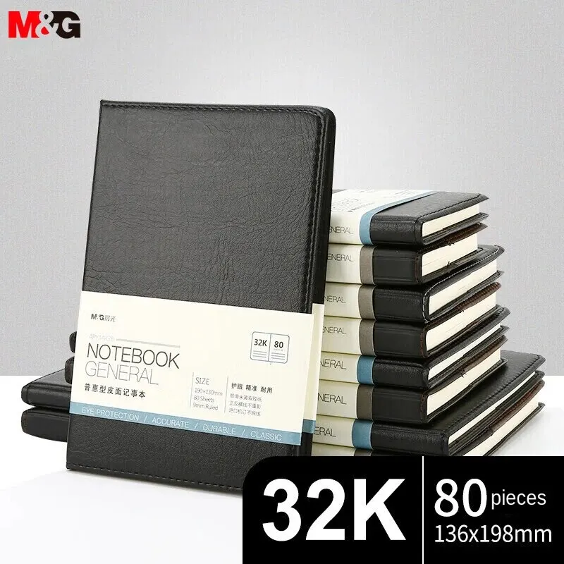 M-G-Stationery-32K-80-Black-Office-Notebooks-Meeting-Leather-bound ...