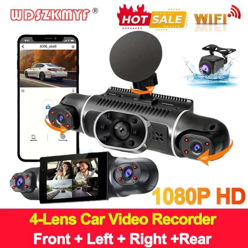 4Channel-Dash-Cam-1080P-HD-Car-DVR-4-Lens-WiFi-APP-dashcam-24h-Parking ...