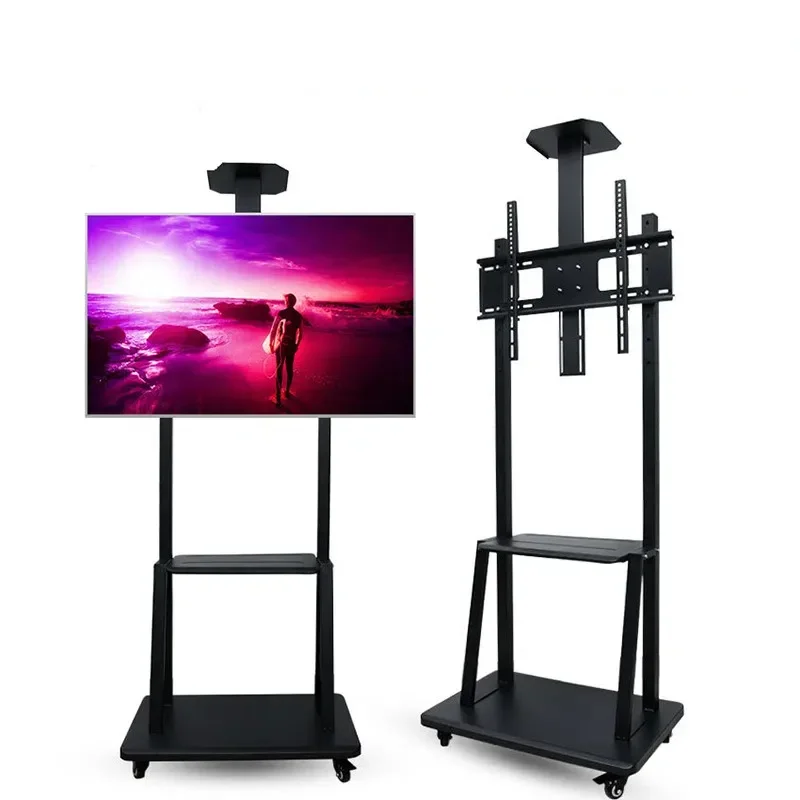 Dual Floor LED Flat Panel TV Stand Carts with Wheels Universal Wall ...