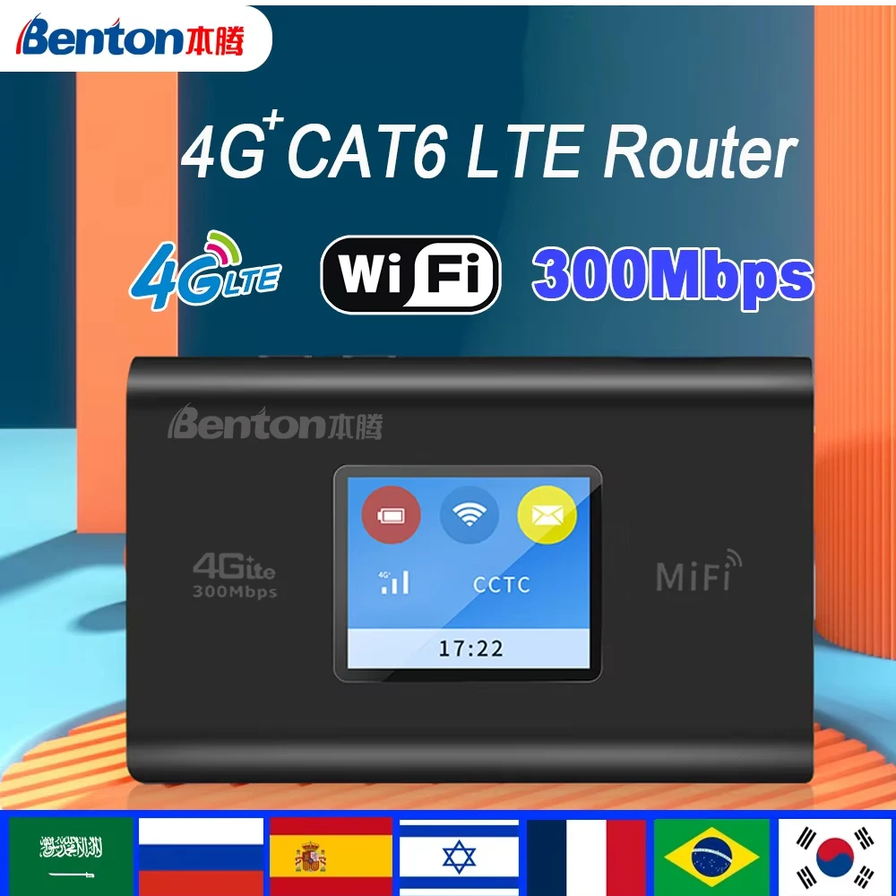 Benton-4G-Lte-Router-CAT6-300Mbps-Unlocked-Pocket-WiFi-MiFi-Router ...