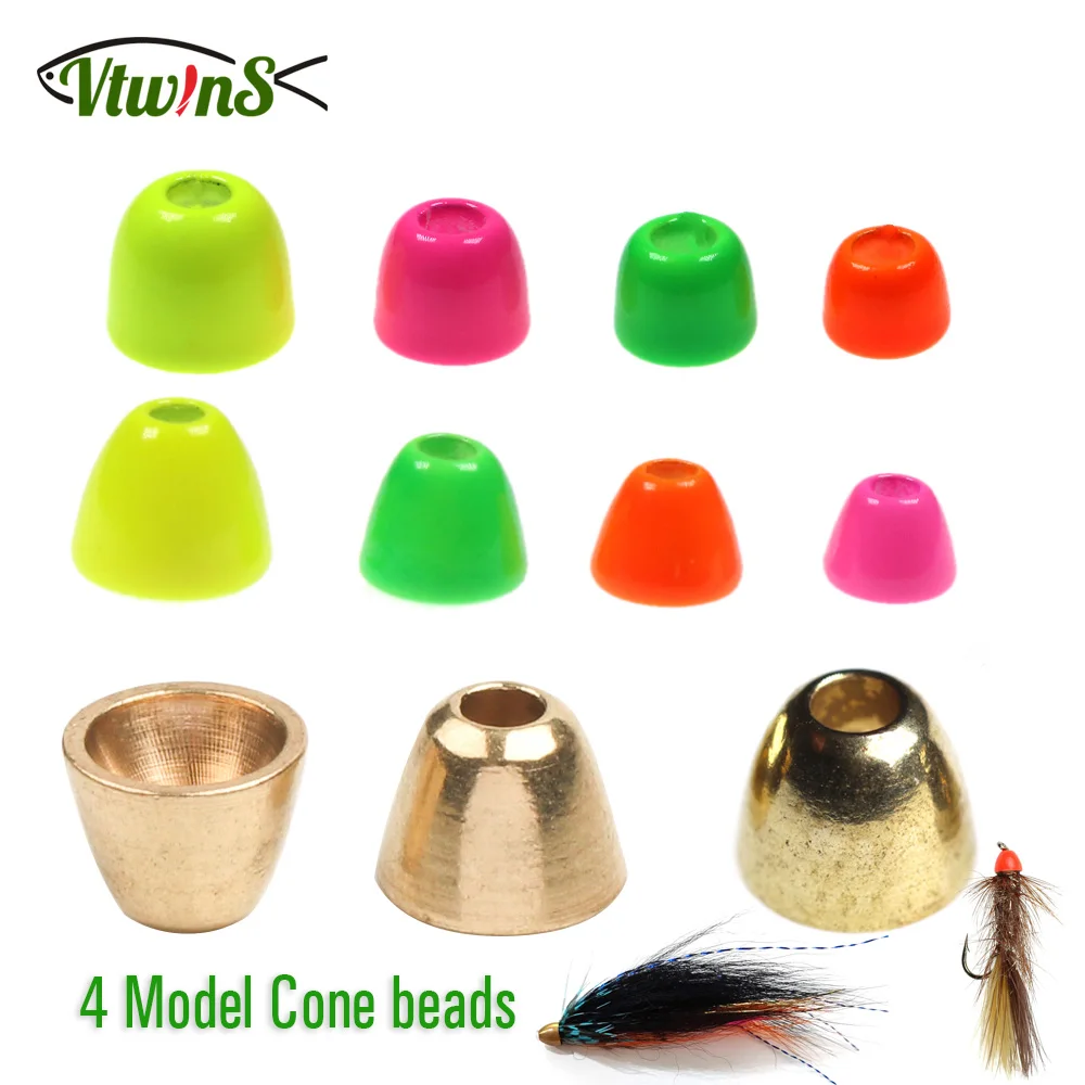 Vtwins-Fast-Sinking-Fluorescent-Brass-Cone-Head-Beads-Copper-Beads ...