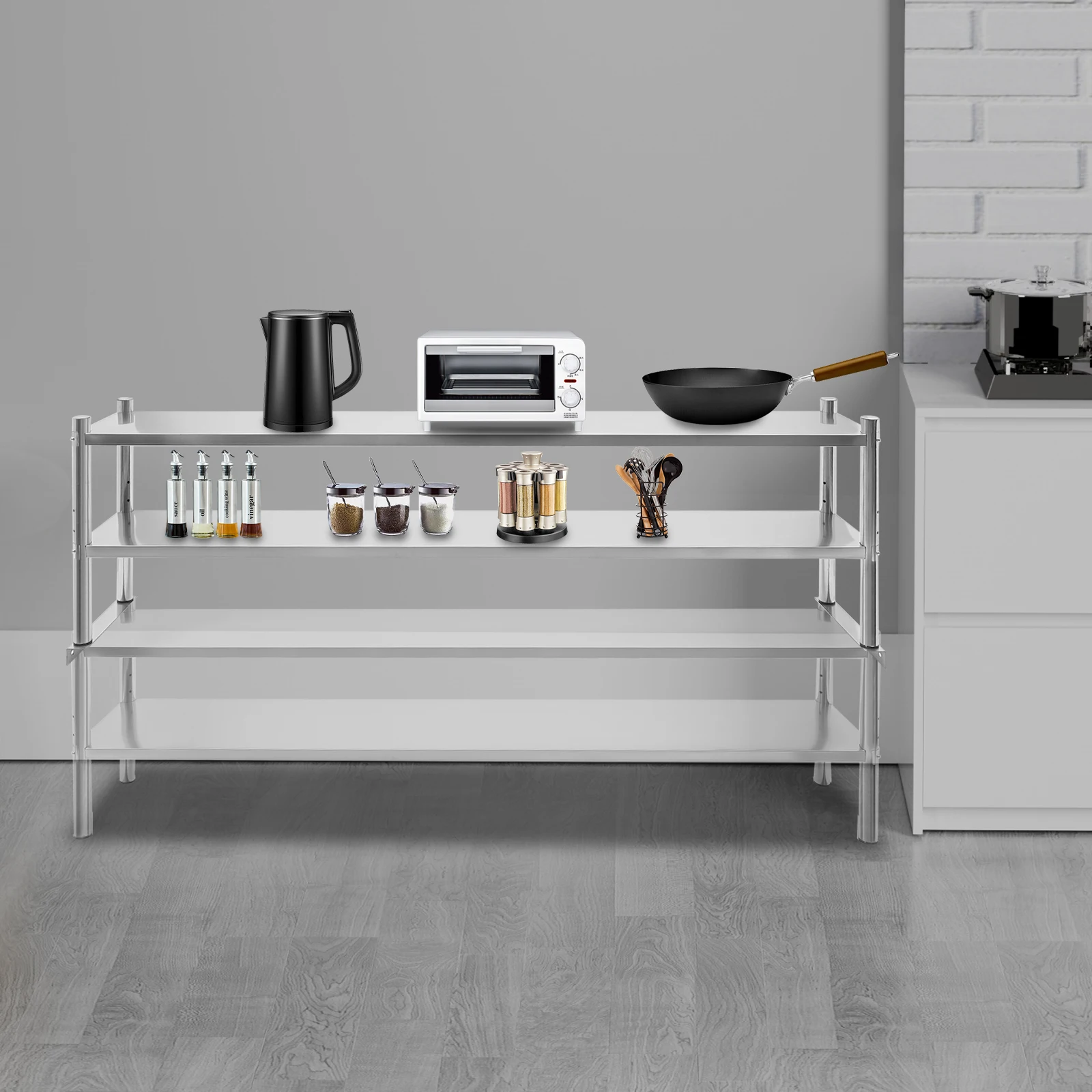 Stainless Steel Shelving 2 Tier Adjustable Shelf Storage Stainless ...