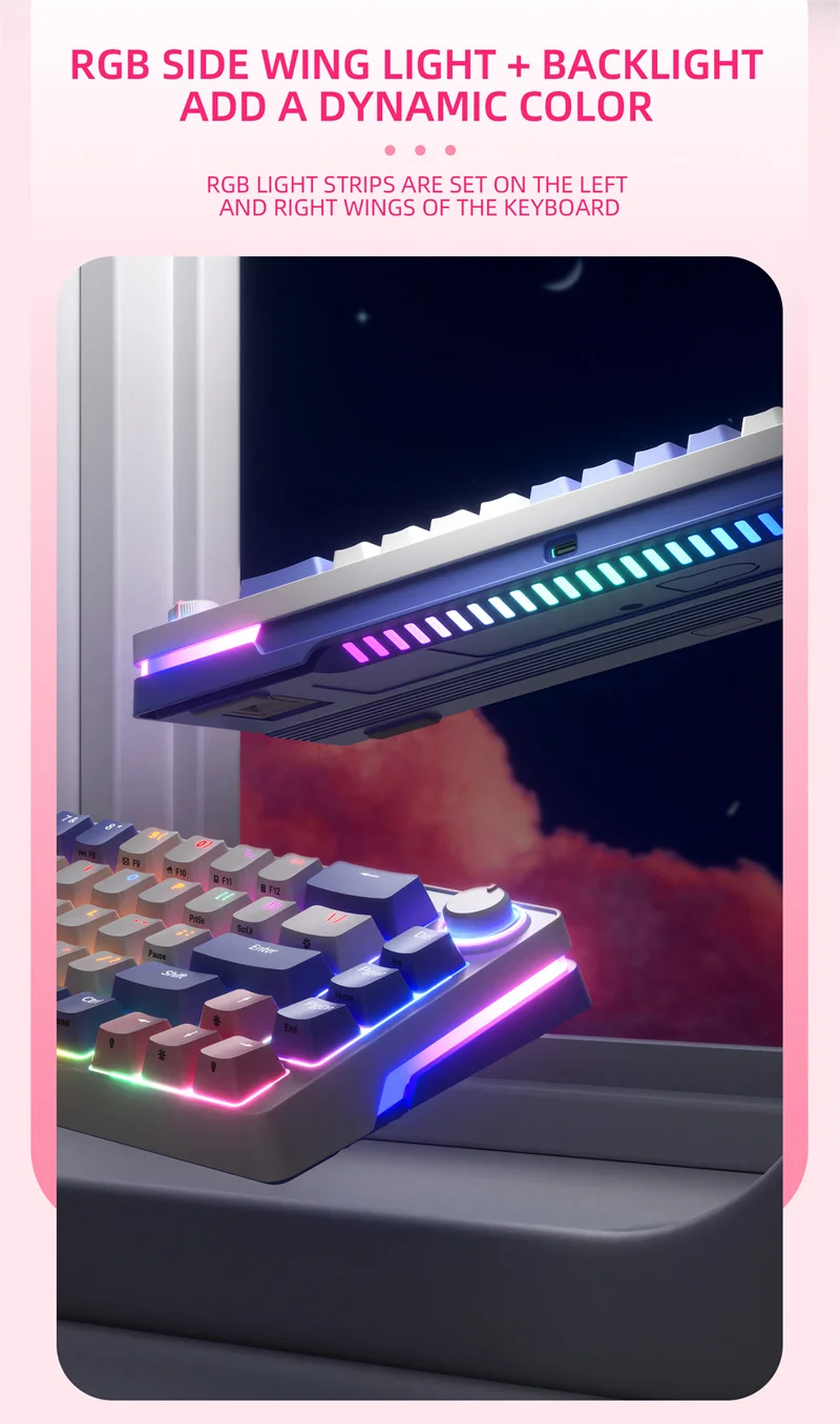 ZIFRIEND ZA68 Pro 68 Keys 3 Modes Hot Swappable Mechanical Keyboard ...