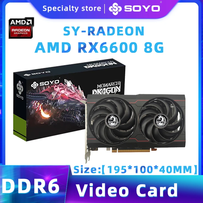 Soyo New Amd Placa De Video Radeon Rx6600 Rx6600m Rx6600xt 8gb Ddr6 ...