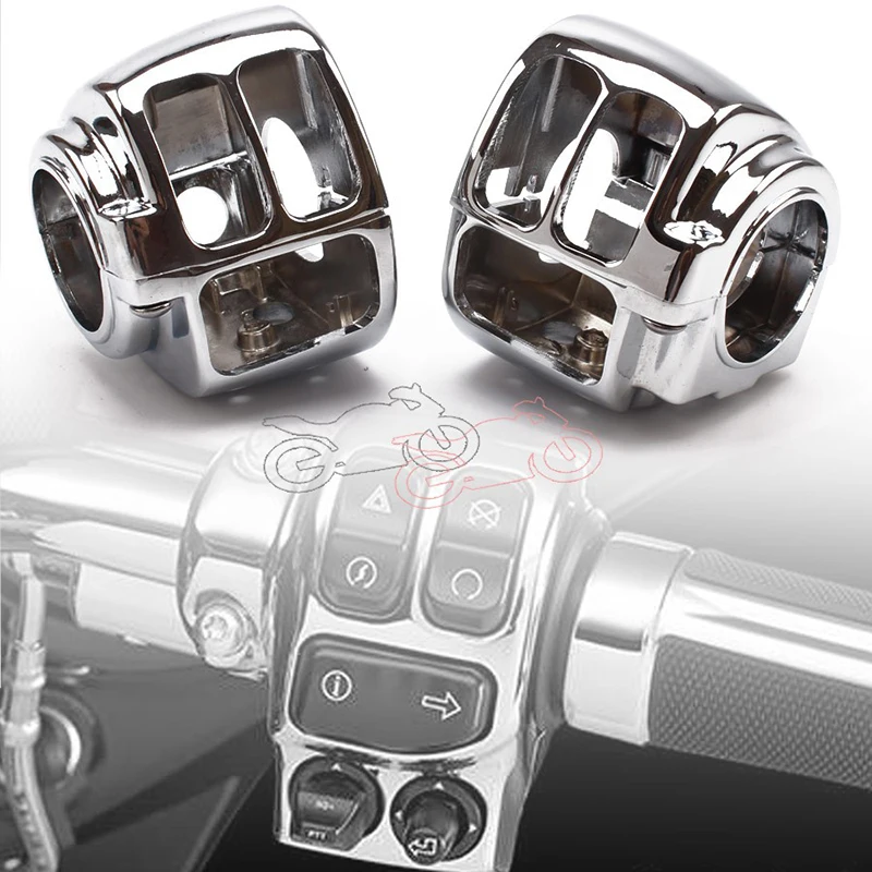 2pcs Chrome Aluminum Motorcycle Handlebar Switch Button Housing Cover ...