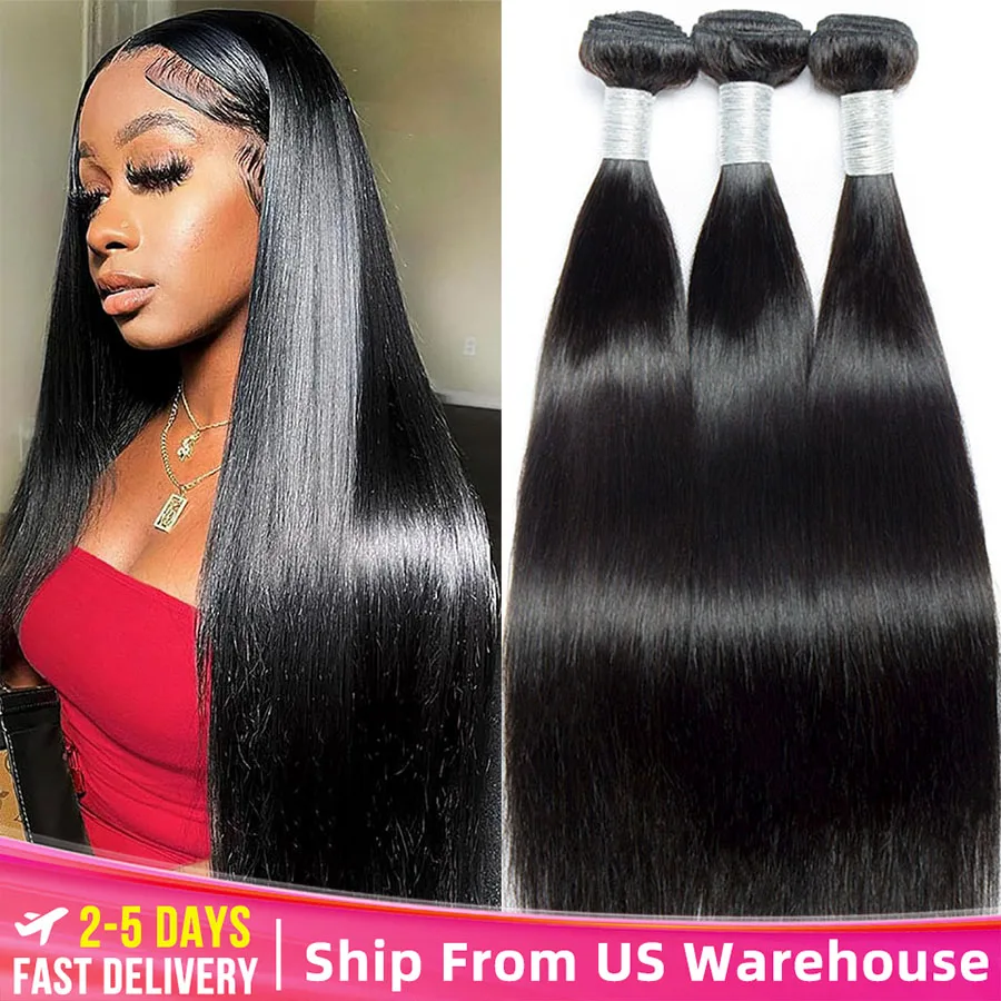 Peruvian-100-Human-Hair-Straight-Bundles-Weaving-Weave-For-Black-Women ...